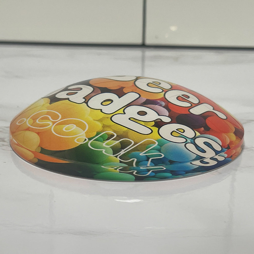 Round Acrylic Frog Eye Beer Lens – beerbadges.co.uk
